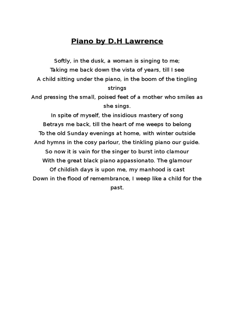 Piano by D.H Lawrence | PDF | Nature | Leisure