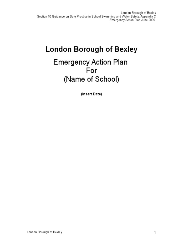 Emergency Action Plan - Bexley Model | PDF | Swimming Pool | Emergency