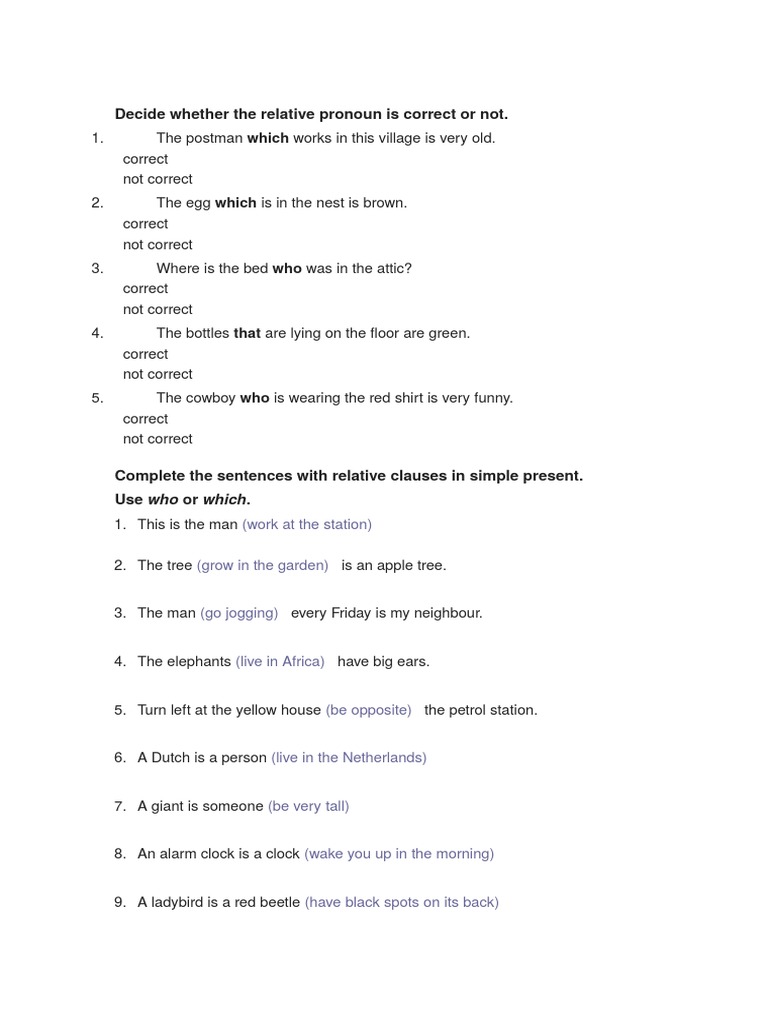 Ejercicios Relative Clauses | PDF