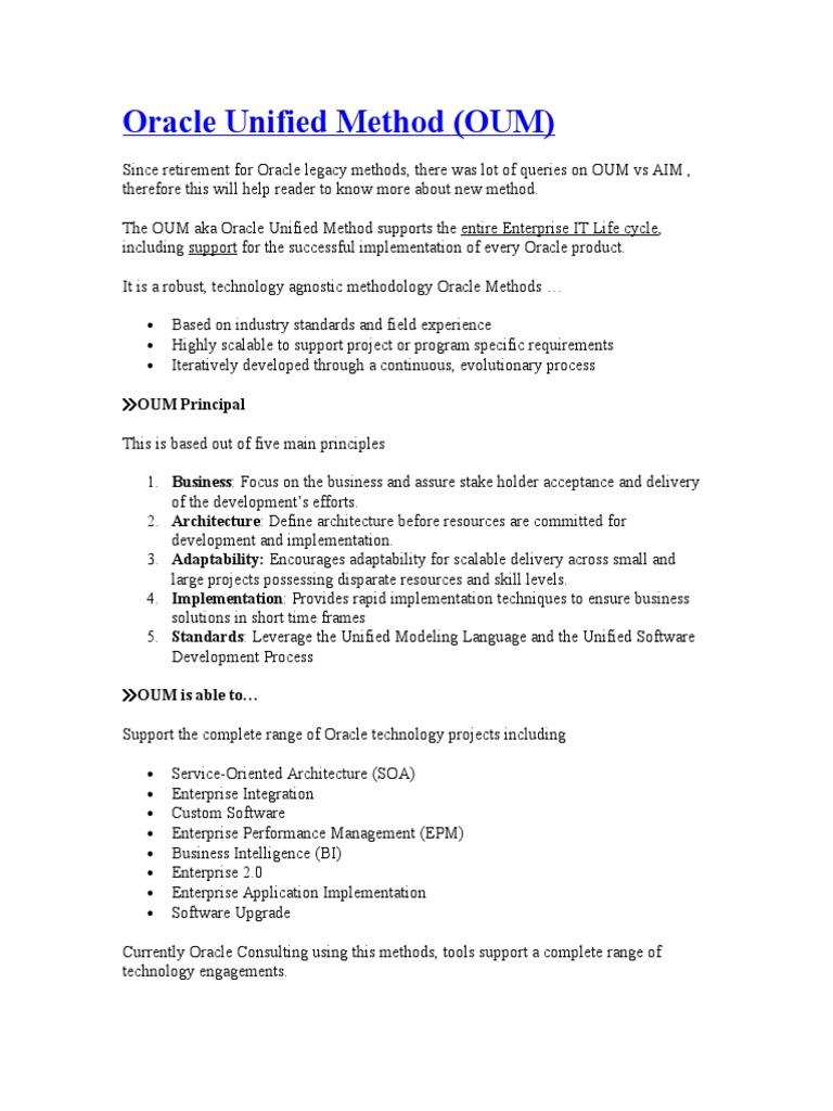 Oracle Unified Method | PDF | Software Development Process | Project ...