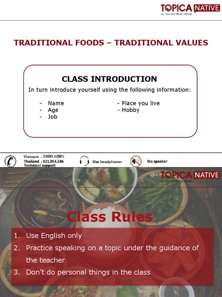 Traditional Foods - Traditional Values: Class Introduction | PDF ...