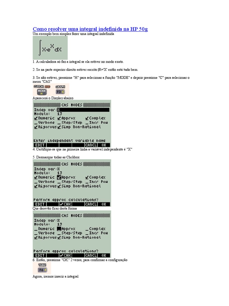 Como Resolver Uma Integral Indefinida Na HP 50g | PDF