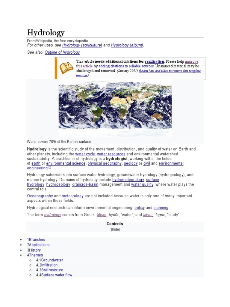 Hydrology: Hydrology (Agriculture) Hydrology (Album) Outline of ...