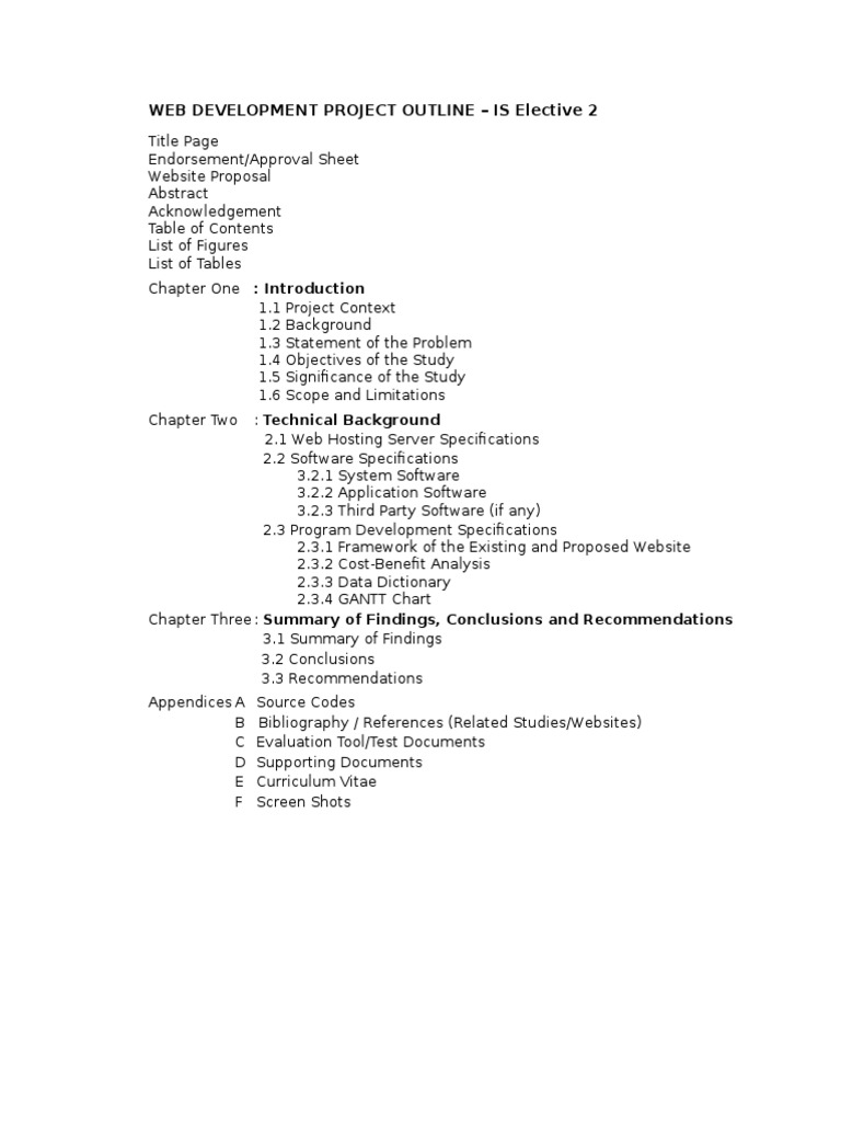 Web Development Project Outline Guide | PDF