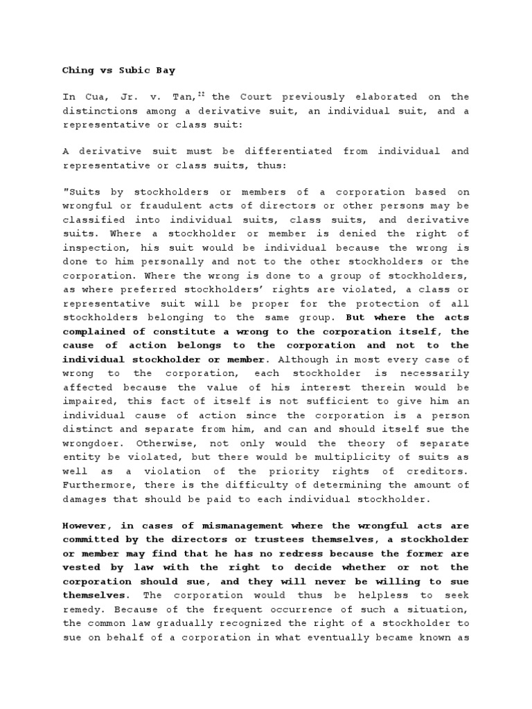 Derivative Suit | Corporations | Lawsuit