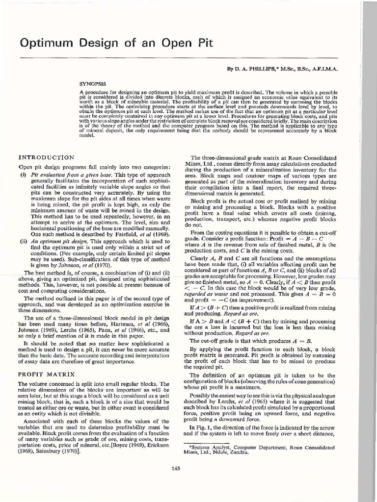 Optimum Open Pit Design Method for Maximizing Profits | PDF | Profit (Accounting) | Mathematical ...