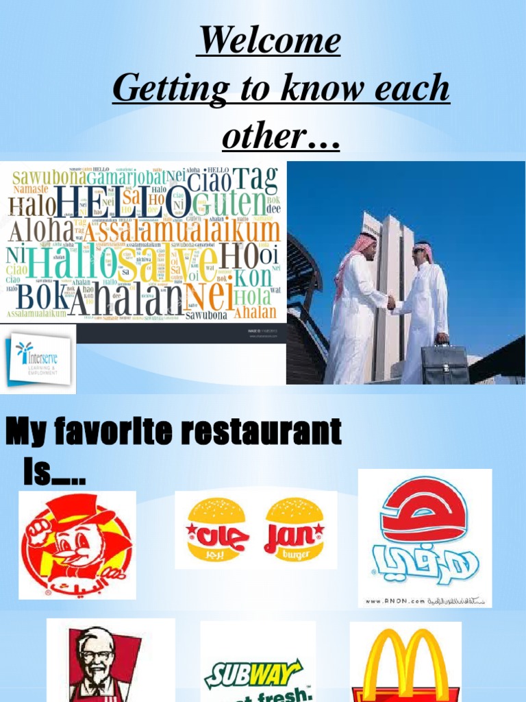 Welcome Getting To Know Each Other | PDF