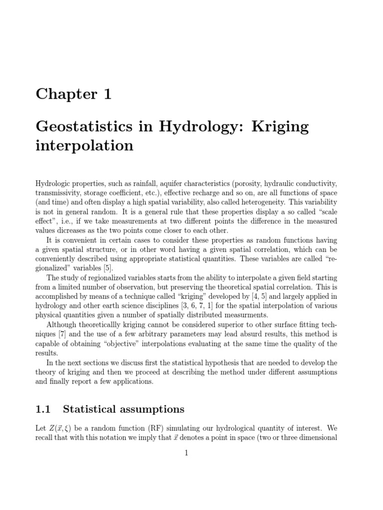 Geostatistics in Hydrology Krig PDF | PDF | System Of Linear Equations | Stationary Process