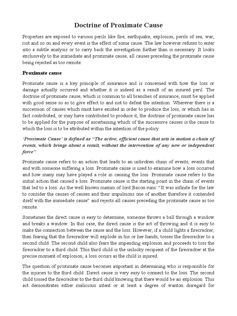 Doctrine of Proximate Cause | PDF | Proximate Cause | Insurance