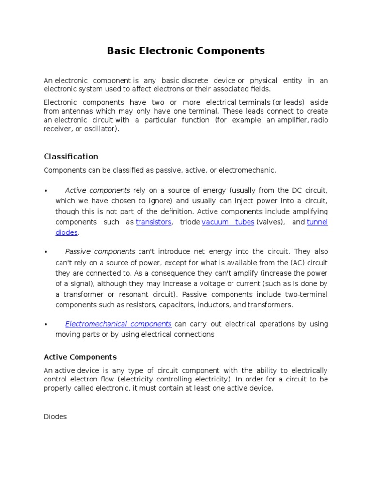 Automotive Electronic Components Overview | PDF | Electronic Component ...