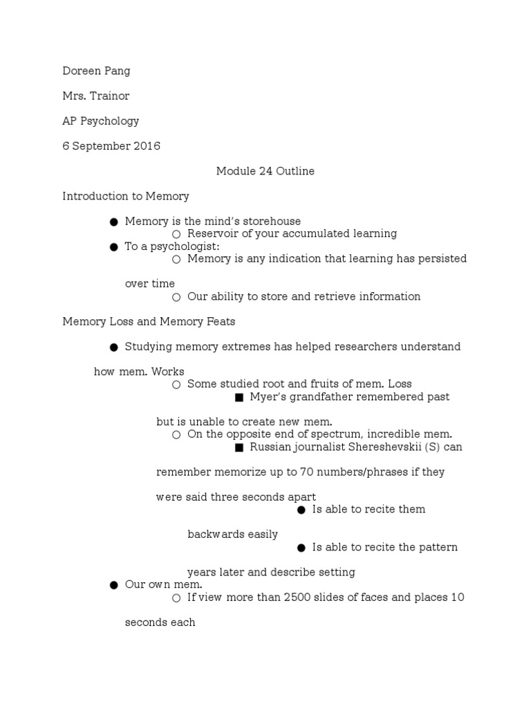 Memory Models in AP Psychology | PDF | Memory | Neuropsychology