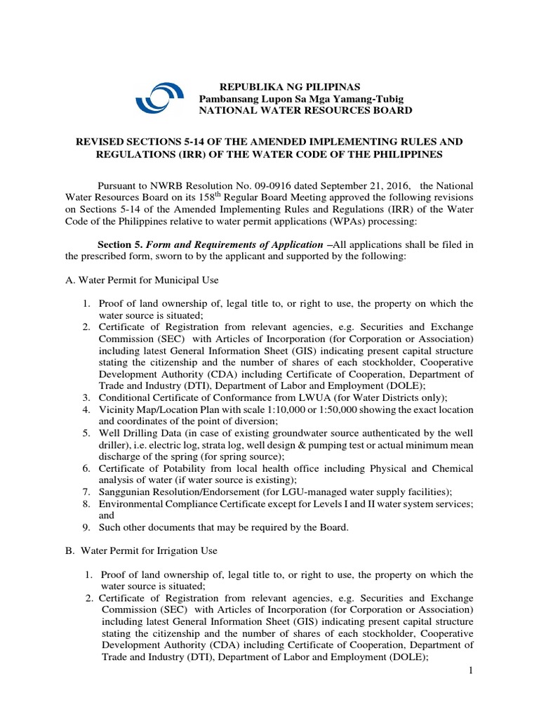 Revised Water Code of The Philippines | Download Free PDF | Water ...