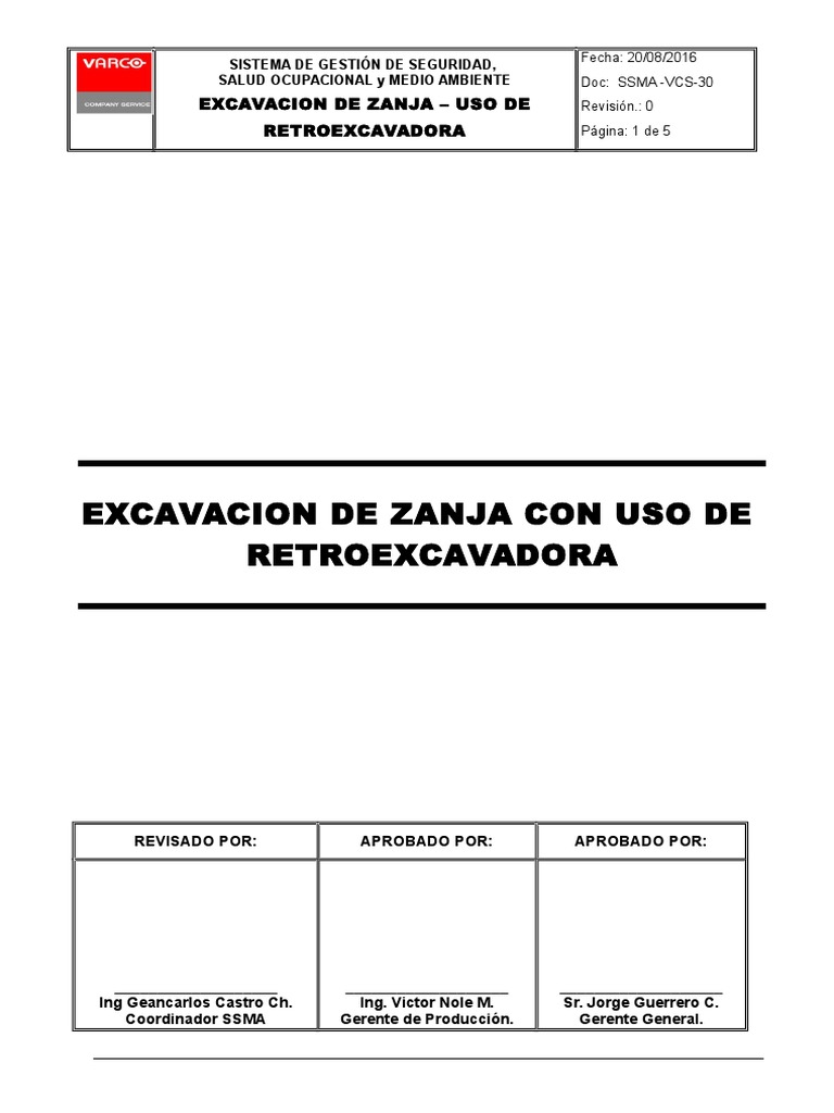 Excavacion de Zanja Con Retroexcavadora | PDF