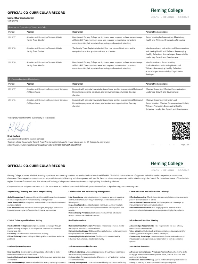 Co Curricular Record | PDF | Sustainability | Leadership