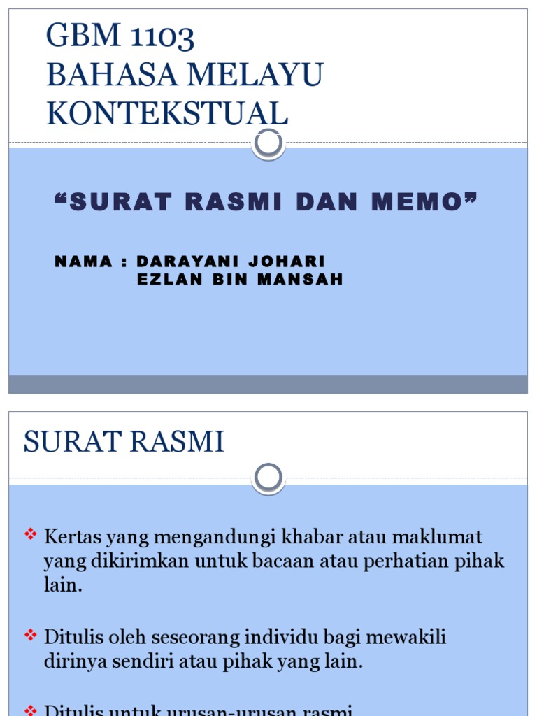 Beza Surat Rasmi Dan Memo | PDF