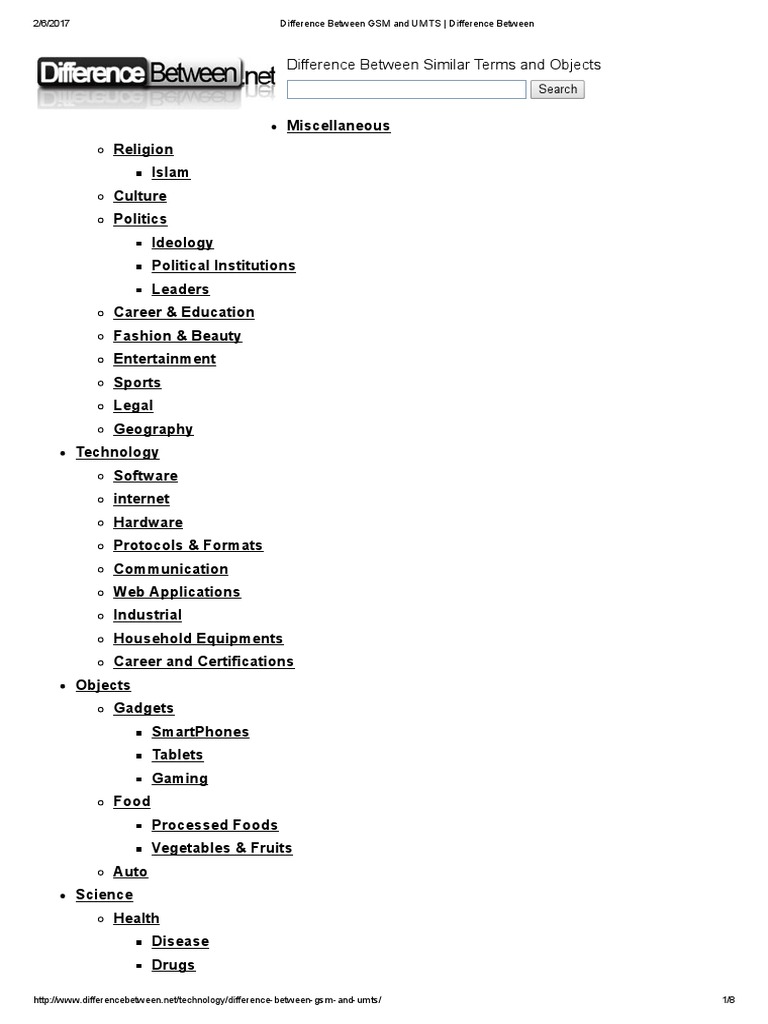 Difference Between GSM and UMTS - Difference Between | PDF | Gsm ...