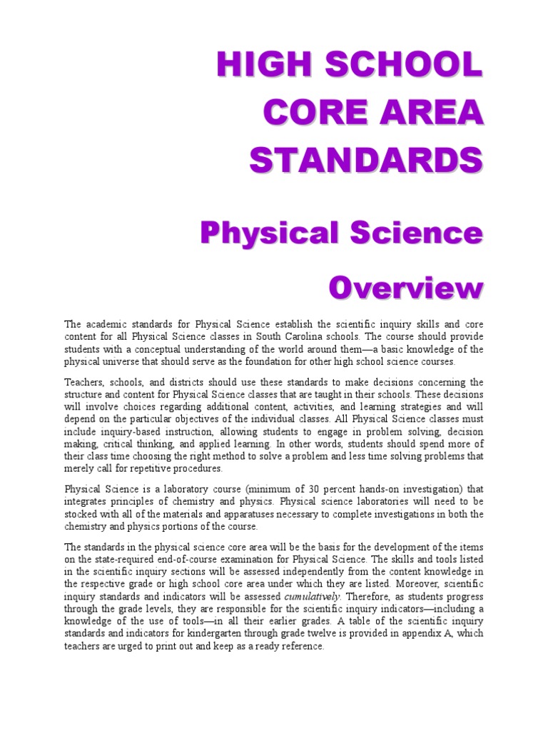 Physical Science Standards | PDF | Waves | Chemical Compounds