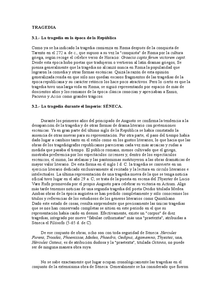 La Tragedia Latina: Orígenes y Séneca | PDF | Séneca El Joven | Tragedia