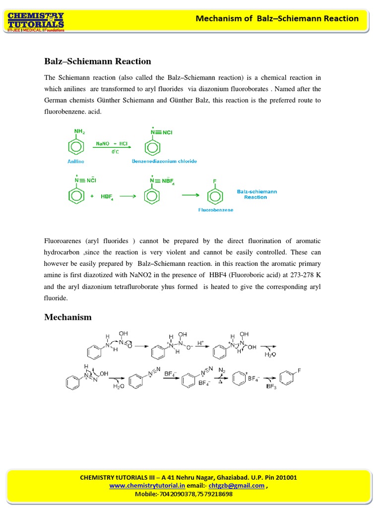 Balz Schiemann Reaction PDF | PDF