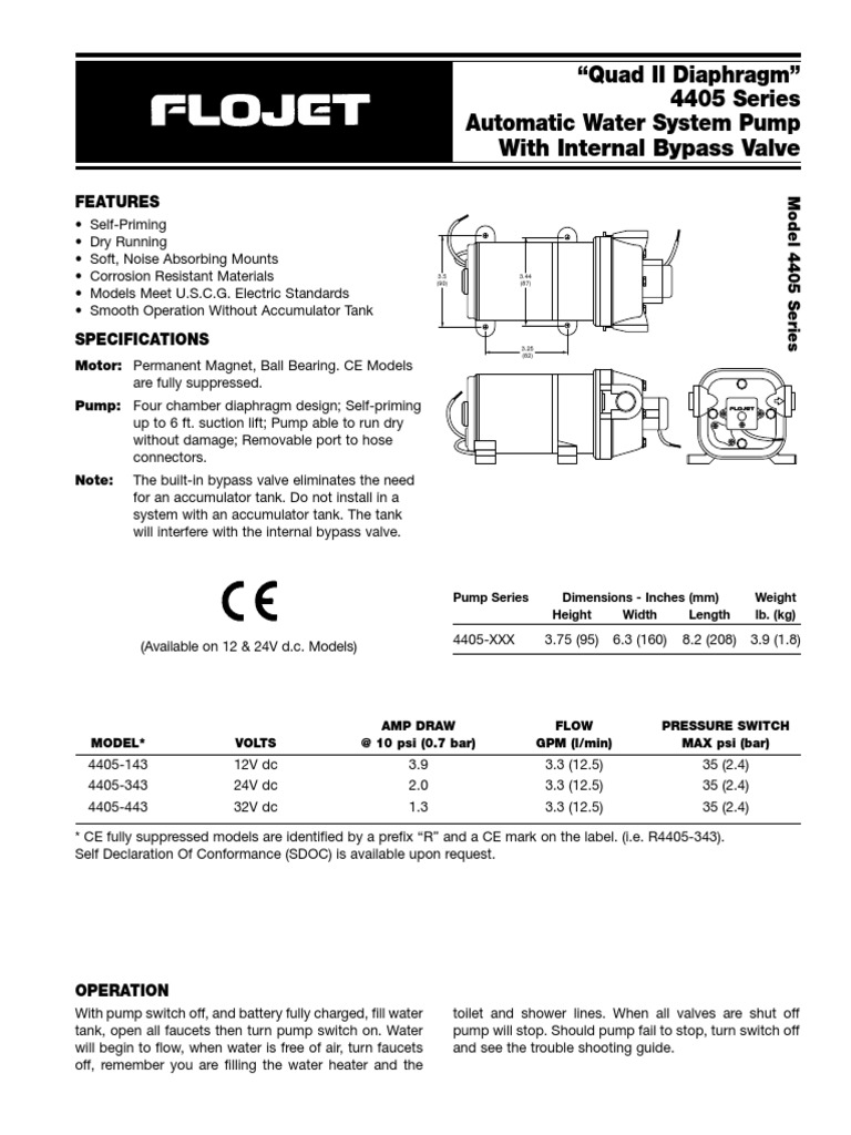 Flojet 4405 SN8386377 | PDF | Pump | Valve