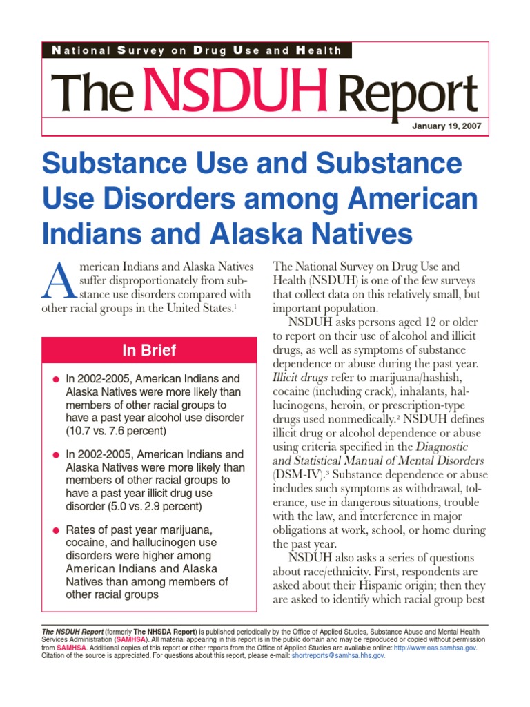 Nsduh: Substance Use and Substance Use Disorders Among American Indians ...