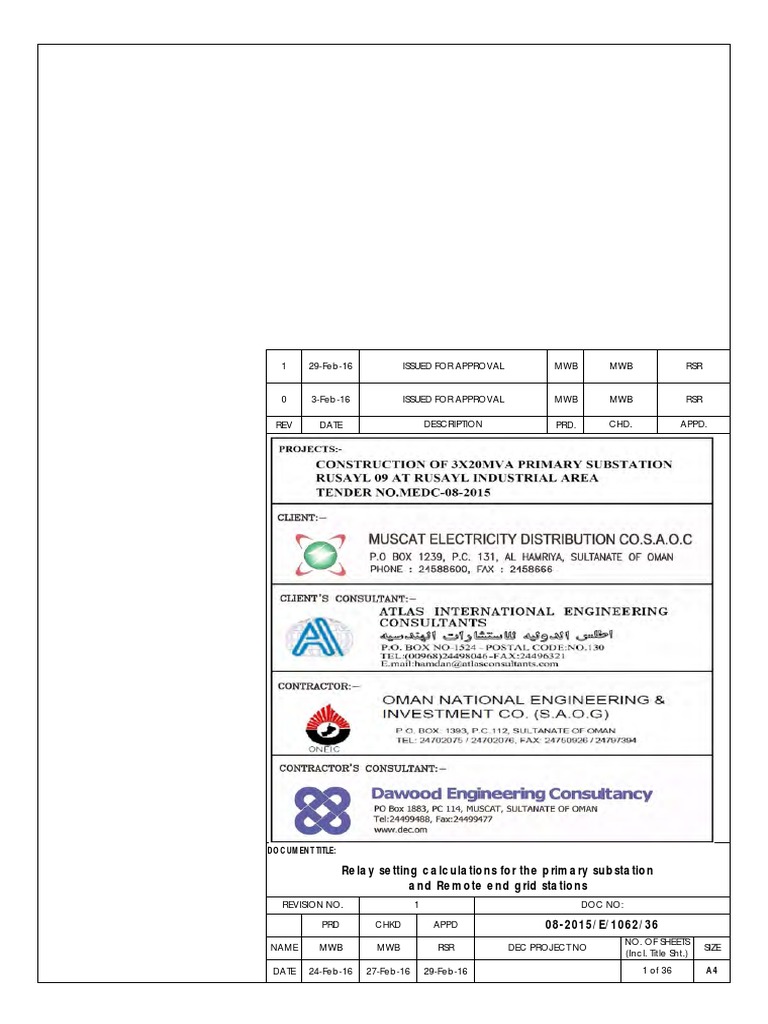 Relay Setting Calculation rev.1.pdf | Electrical Substation | Transformer