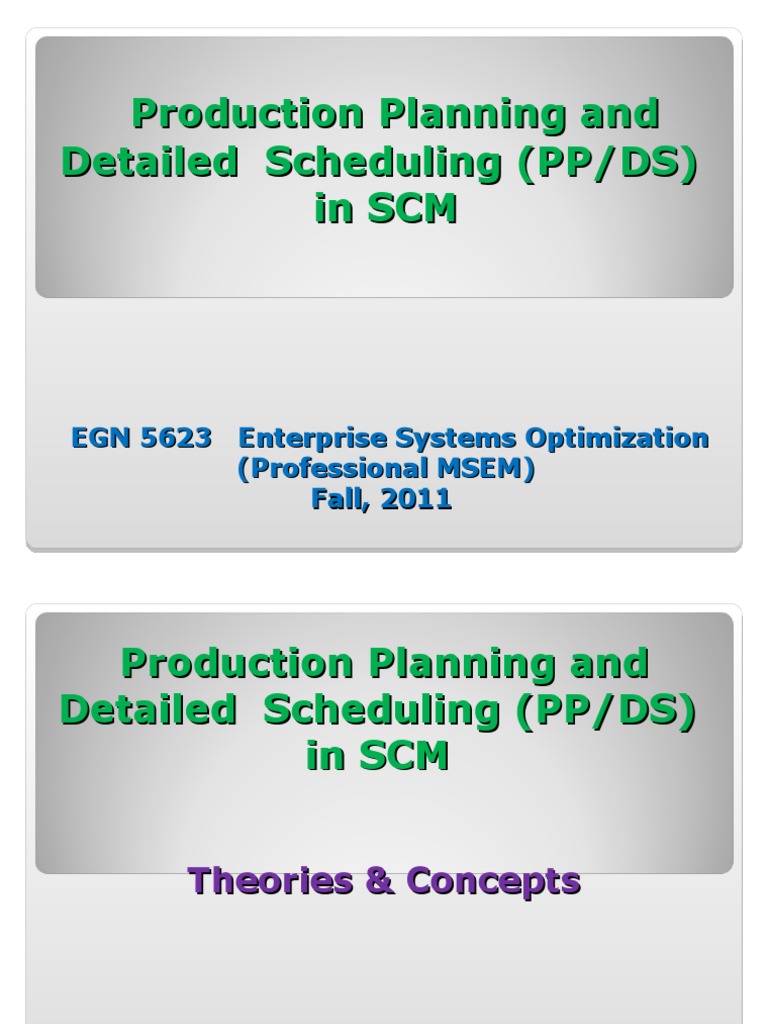 Production Planning and Detailed Scheduling (PP/DS) in SCM | PDF