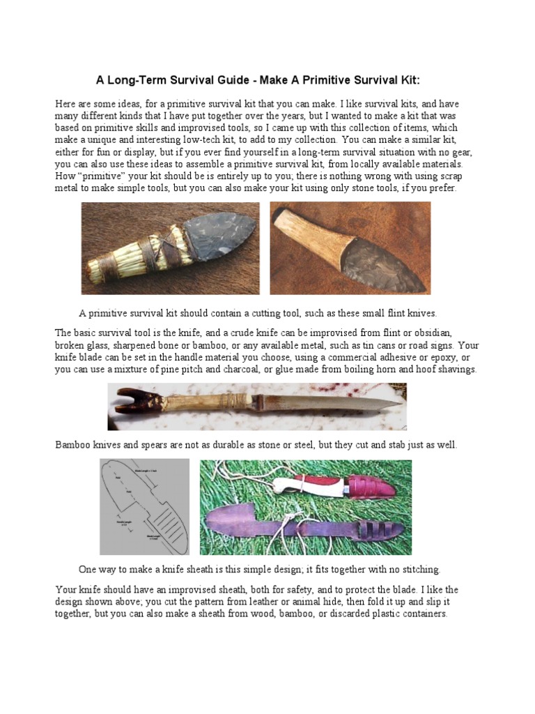 A Long-Term Survival Guide - Make A Primitive Survival Kit | PDF
