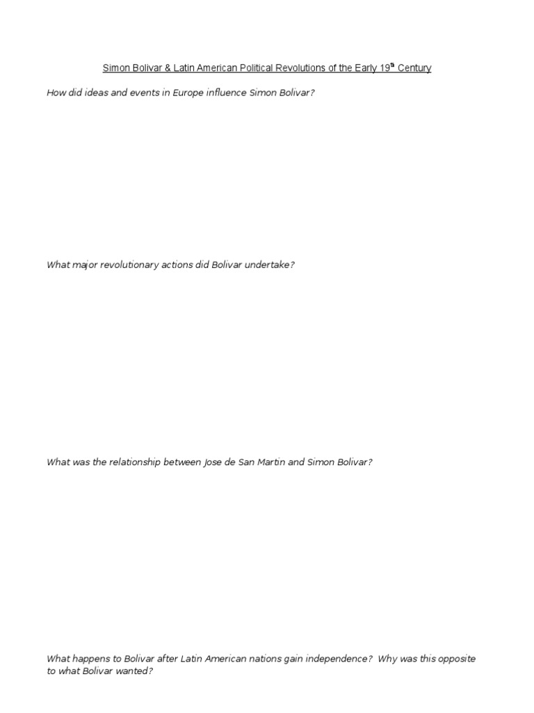 Simon Bolivar Latin American Revolutions | PDF | Slavery | American ...
