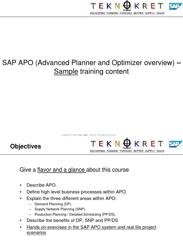 APO Overview Training - PPDS | PDF | Forecasting | Business Process