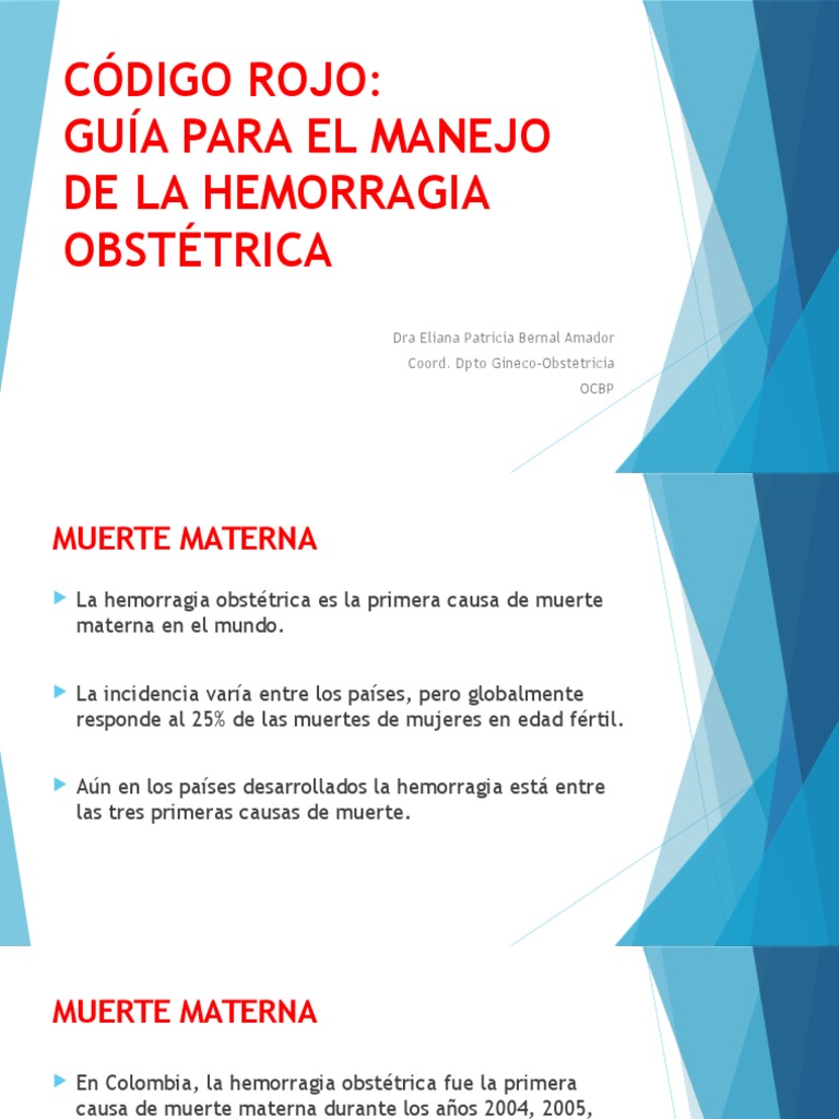 Guía del Código Rojo en Hemorragia Obstétrica | PDF | Muerte materna ...