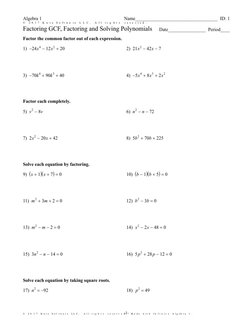 Factoring GCF Factoring and Solving Polynomials | PDF | Factorization ...