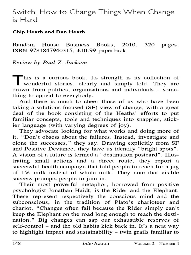 Switch How To Change Things When Change Is Hard PDF | PDF | Pragmatism ...