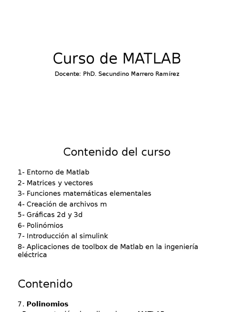Curso de Matlab 2016 c1 | PDF | Matlab | Software