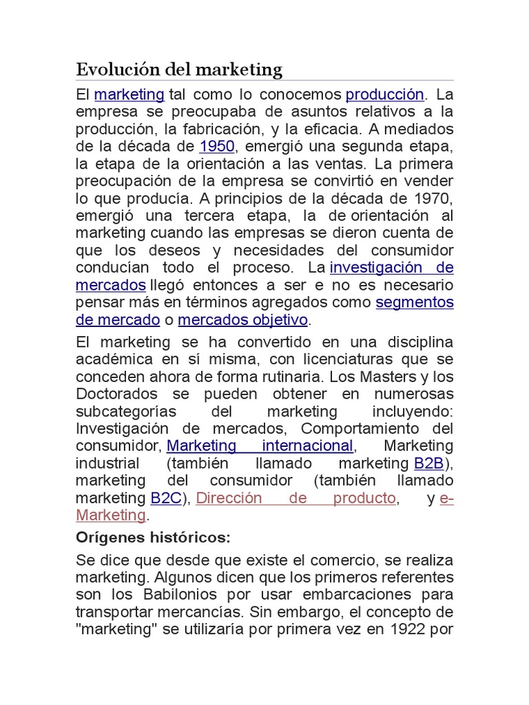 Evolución Del Marketing | PDF | Producto (Negocio) | Marketing