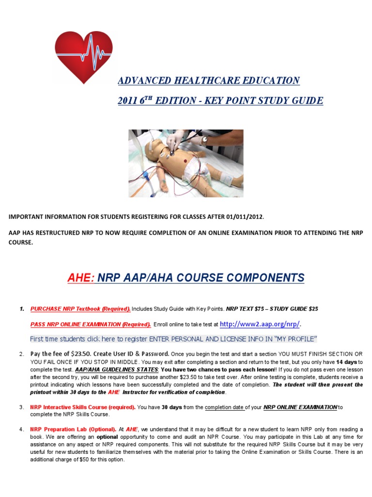 Ahe NRP Study Guide | PDF | Cardiopulmonary Resuscitation | Apnea