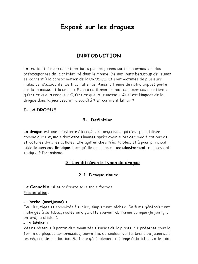Exposé Sur Les Drogues | PDF | Médicaments | Cocaïne