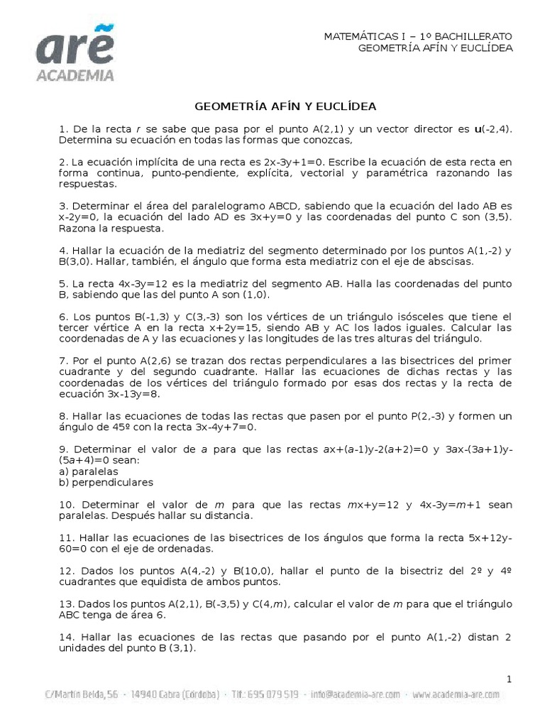Geometría Afín Y Euclídea Pdf Triángulo Sistema De Coordenadas