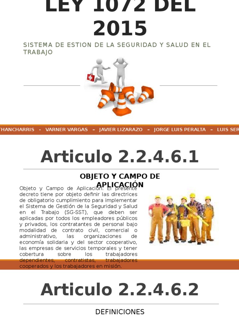 Presentacion Ley 1072 Del 2015 | PDF | La seguridad | Derecho laboral