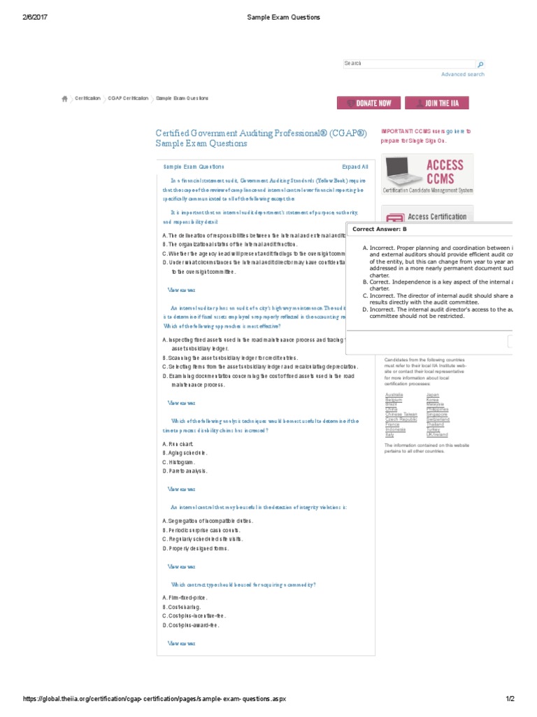 Certified Government Auditing Professional® (CGAP®) Sample Exam ...