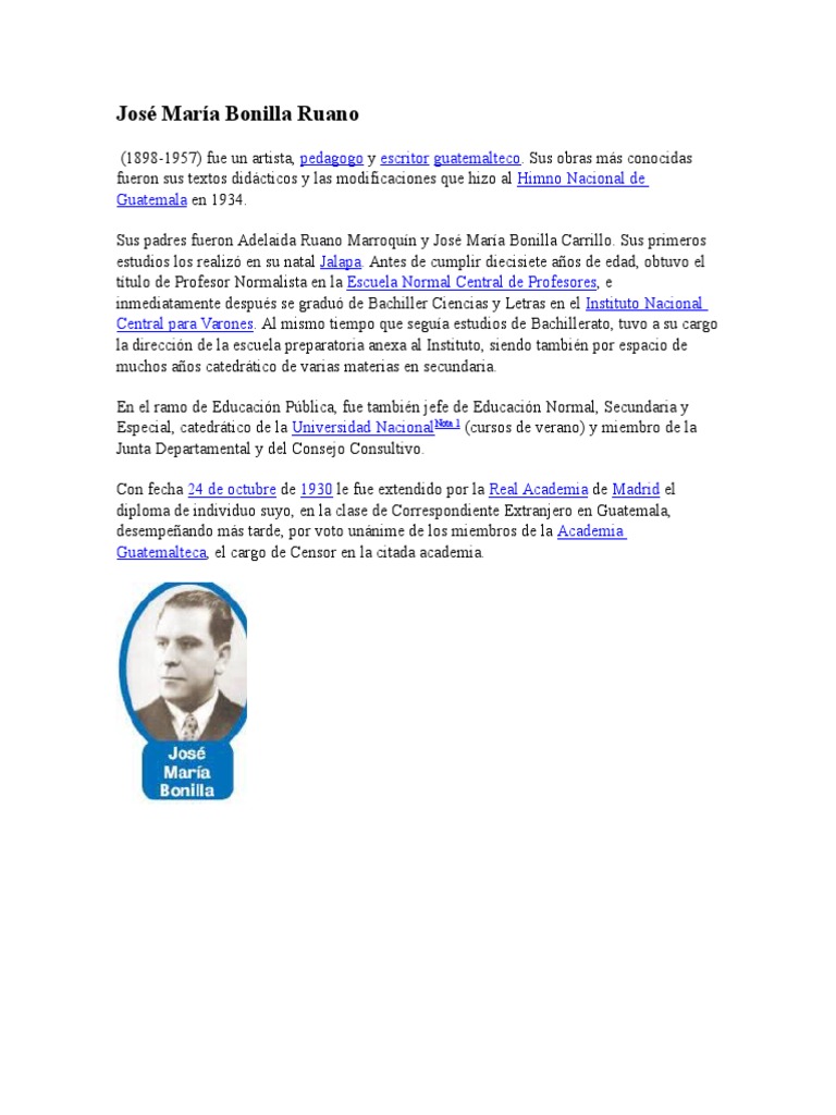 José María Bonilla Ruano | Escuelas | Educación avanzada