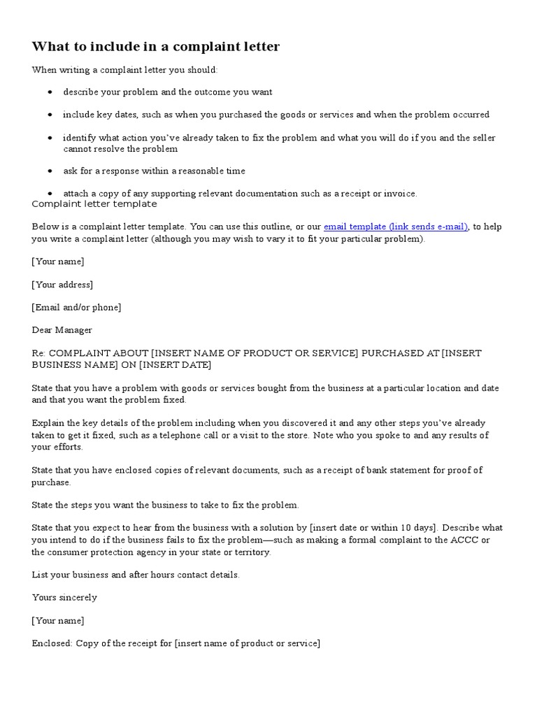 What To Include in A Complaint Letter | PDF
