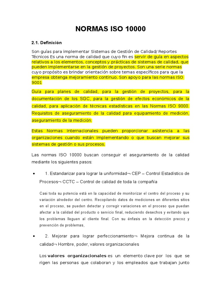 Normas ISO 10000: Guía de Calidad | PDF | Calidad (comercial ...