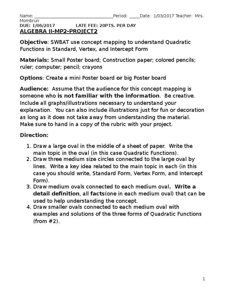 Quadratic Functions Concept Map Project | PDF | Quadratic Equation ...
