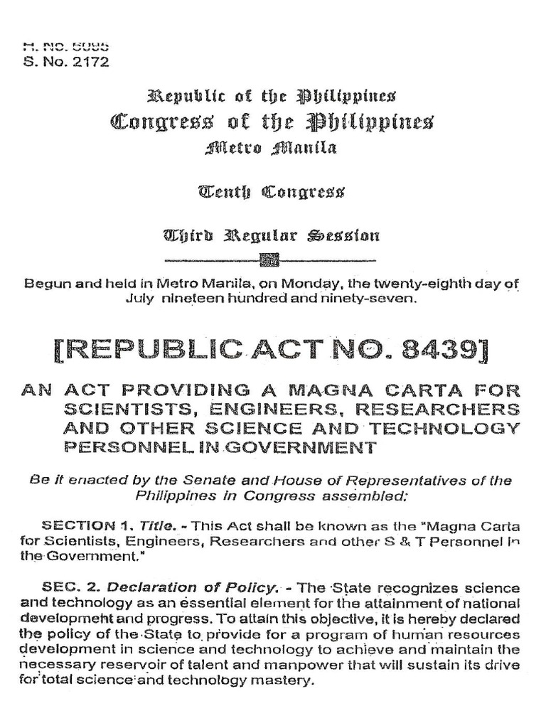 RA - 8439-Magna Carta of Scientists.. - PDF | PDF