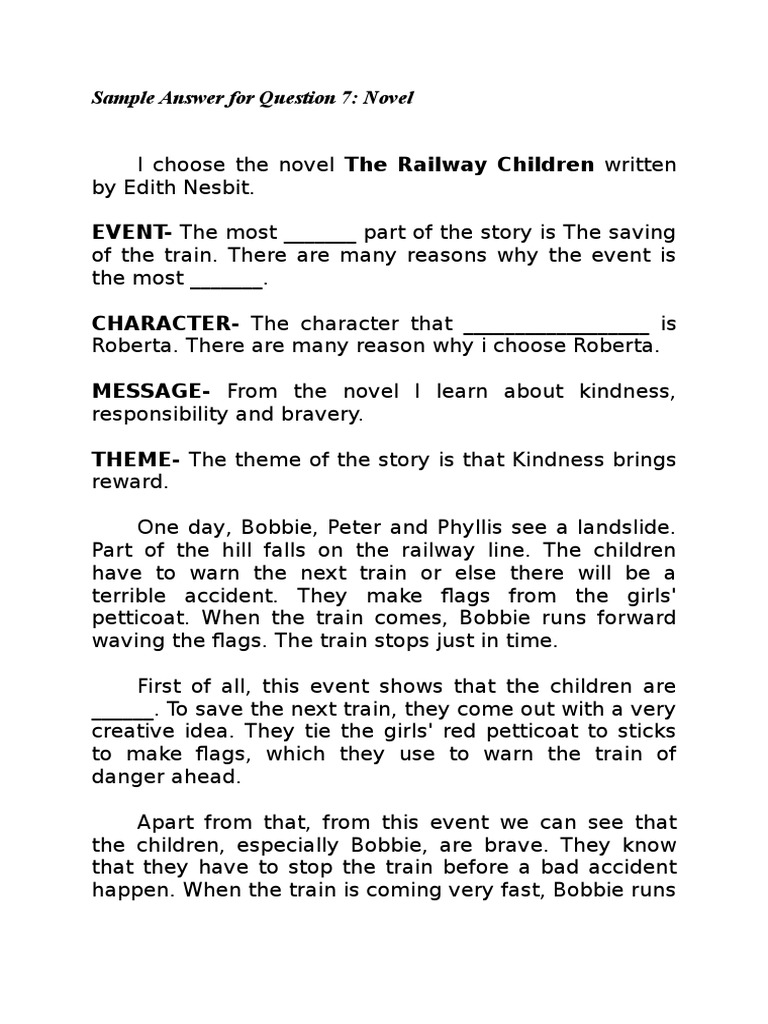 Sample Answer For Question 7 | PDF | Courage | Novels