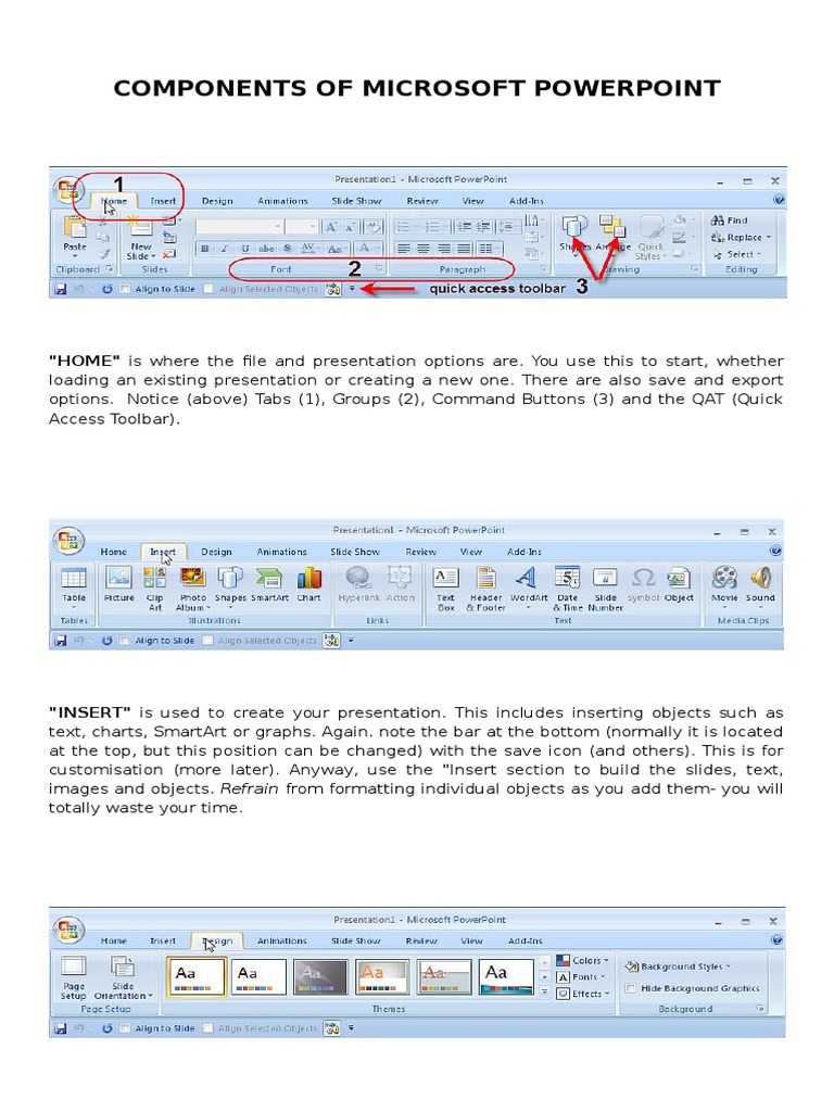 Components Of Microsoft Powerpoint PDF Application Software