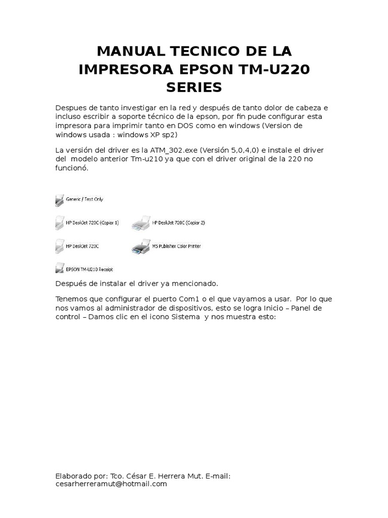 Configuracion Epson TM-U220 | PDF | Impresora (Computación) | Soldadura