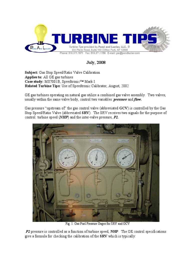 Gas Stop Speed - Ratio Valve Calibration PDF | PDF | Valve | Turbine