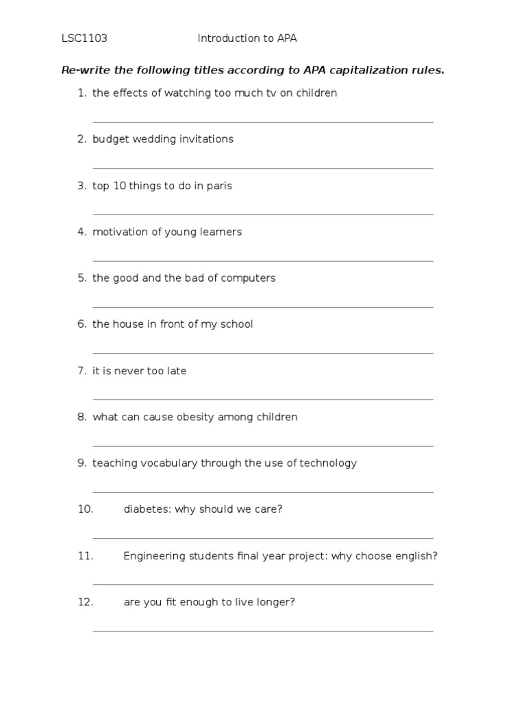 APA Title Formatting Guide | PDF